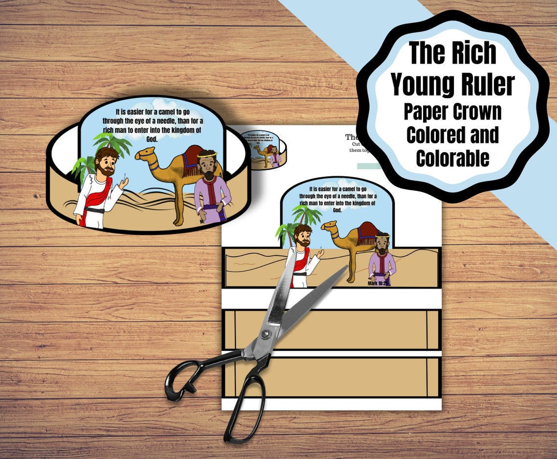 Printable Paper Crowns for the Rich Young Ruler Bible Lesson. Colored ...