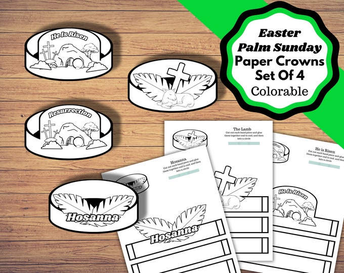 Palm Sunday Craft, Paper Crown Coloring Activity, Hosanna Palm Craft ...