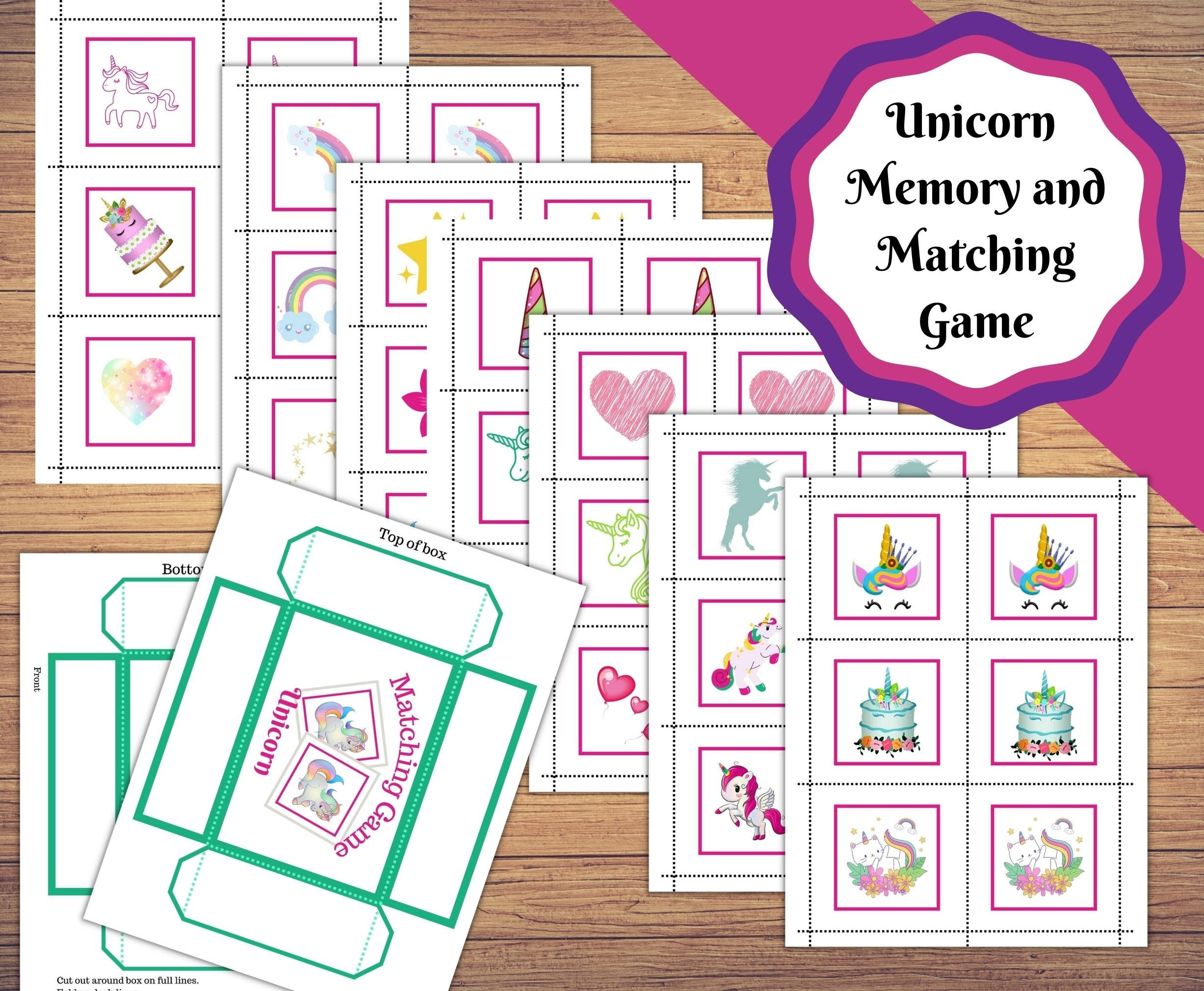 Matching Memory Game With Unicorn Theme. Memory Game for Kids, Matching ...