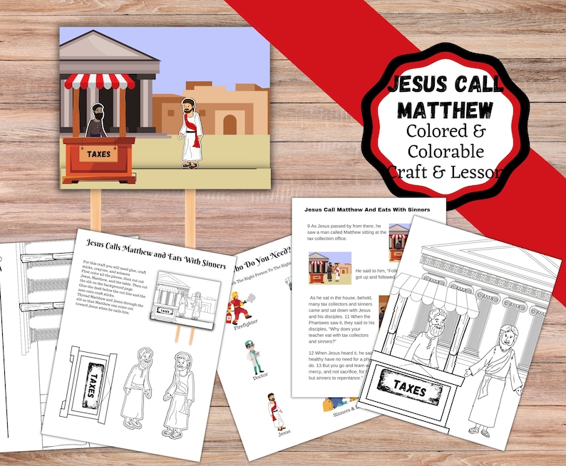 Printable Bible Craft for Jesus Calling Matthew the Tax Collector and ...