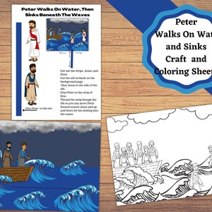 Peter Walks on Water and Sinks Beneath the Water, Printable Craft in ...