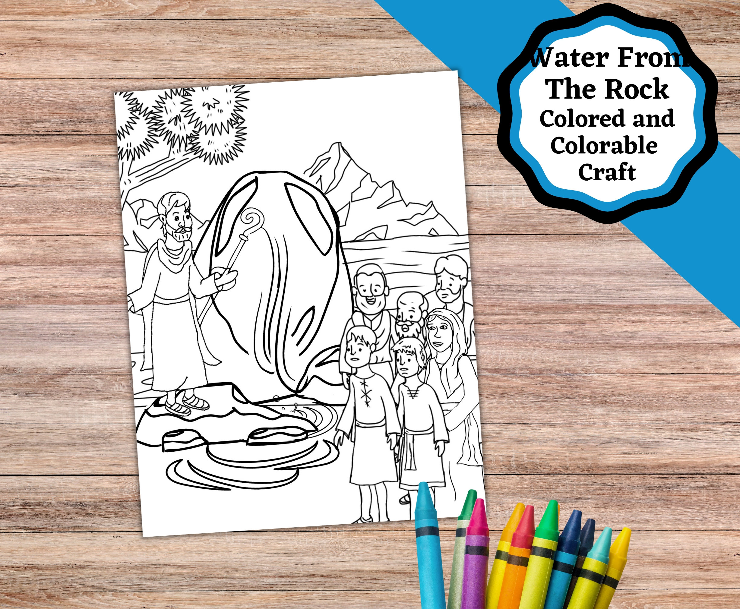 Printable Water From the Rock Bible Story Craft. Moses and the ...