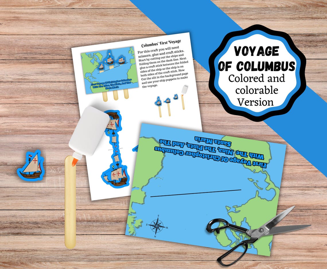 Columbus First Voyage Kids Craft. Ship Puppets for Columbus Day ...
