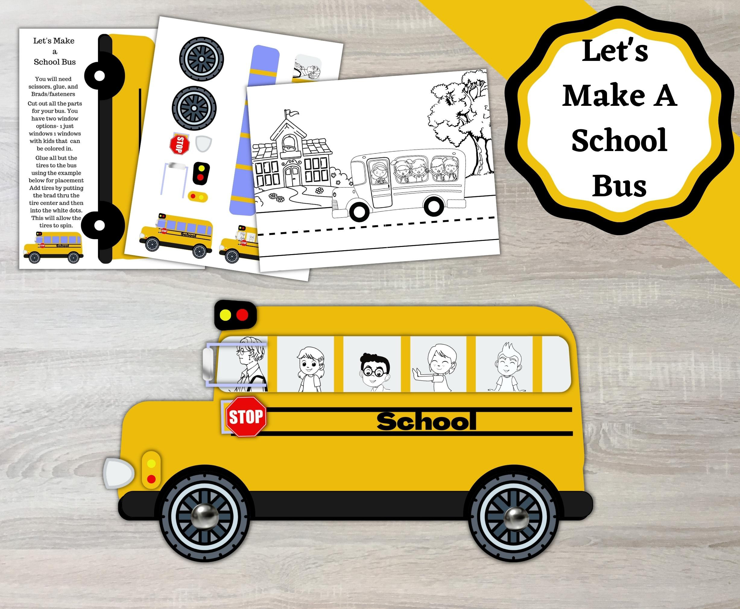 School Bus Printable Craft and Coloring Sheet, Back to School School ...