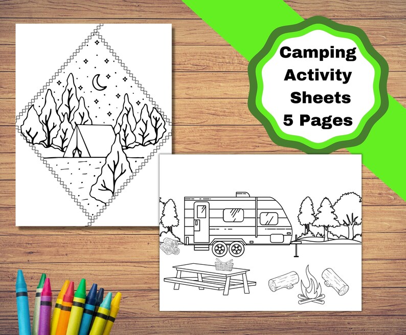 Printable Camping Themed Games and Activity Sheets, Camping Coloring ...