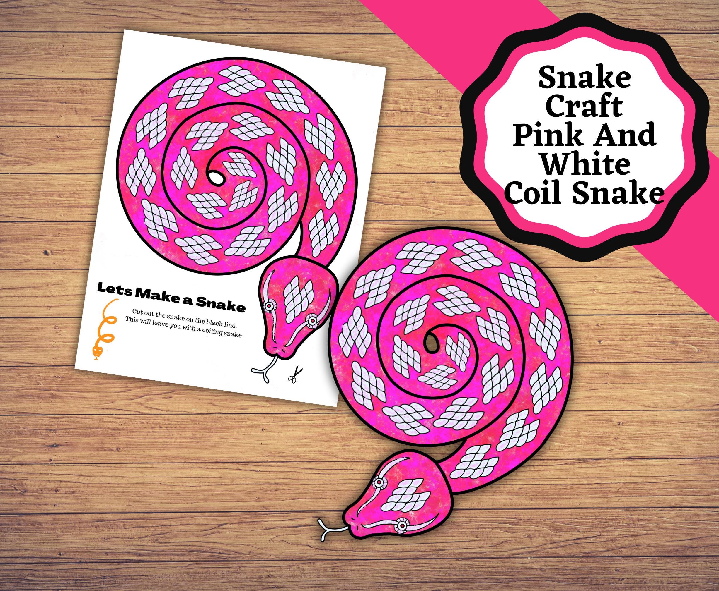 Pink and White Snake Craft, Printable Spiral Snake Craft for Kids. Easy ...
