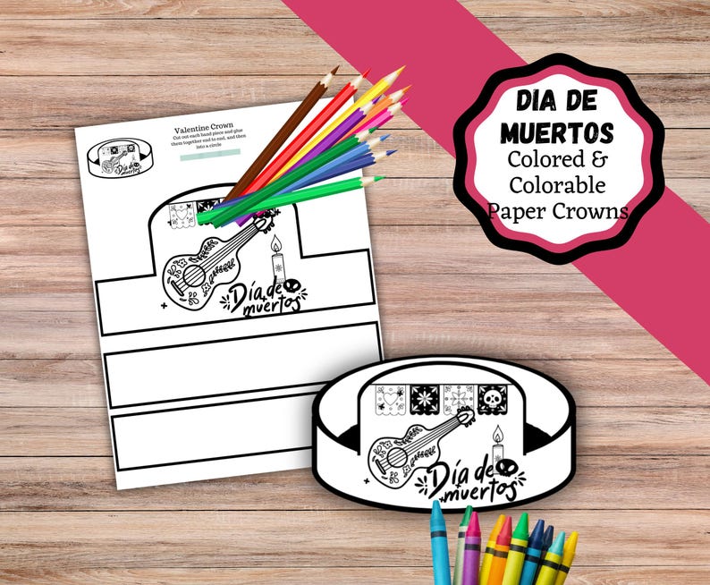 Day of the Dead Printable Paper Crowns. Colored and Colorable Dia De ...