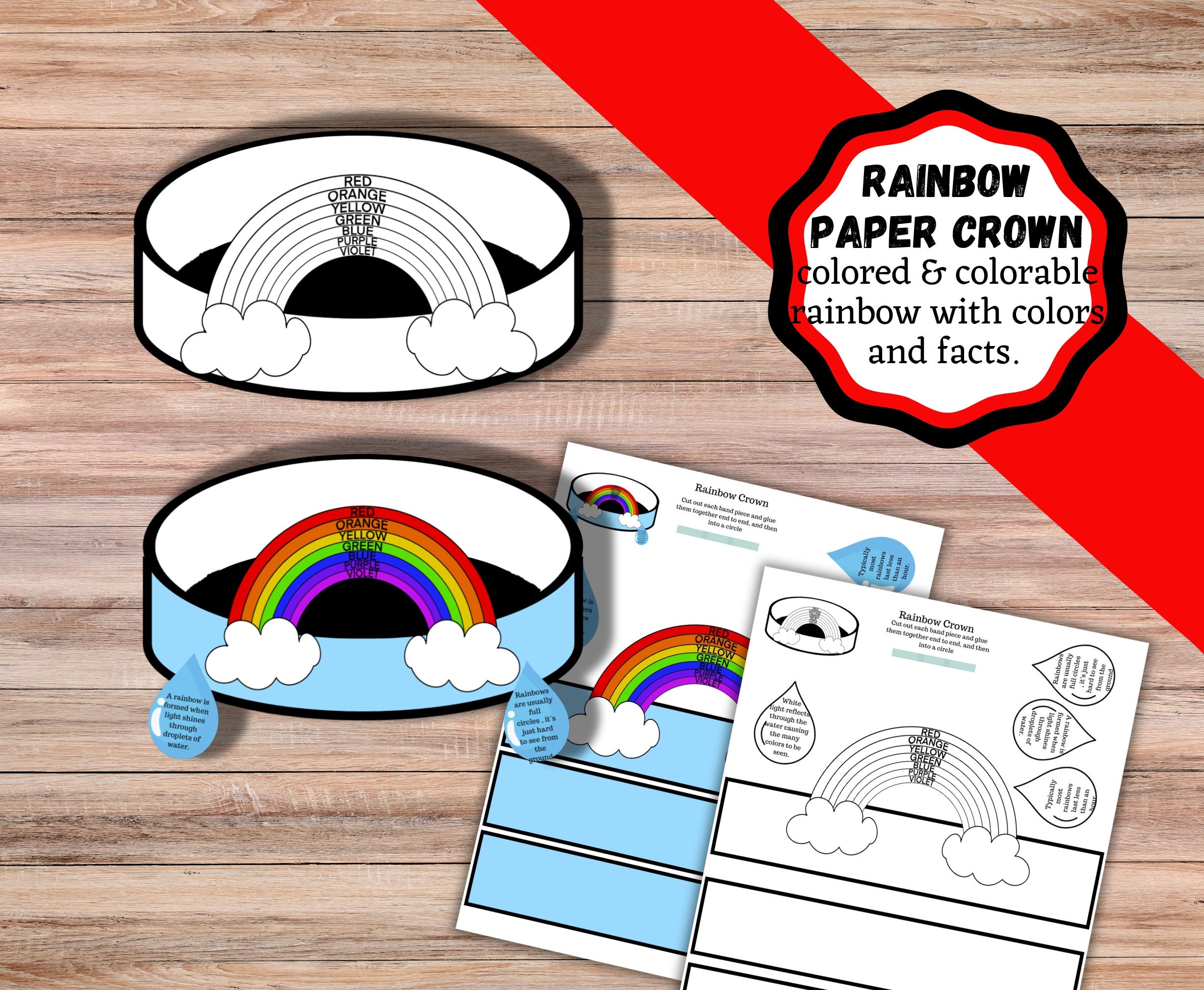 Printable Rainbow Paper Crown, About Rainbows Printable Craft. Rainbow ...