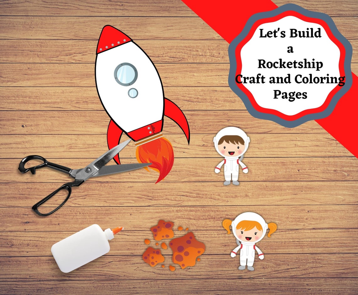 Rocket Ship Printable Craft, and Coloring Sheet. Fun Kids Craft for ...