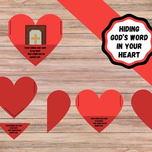 Hiding God's Word in Your Heart, Heart Bible Craft for Psalms 119:11 ...