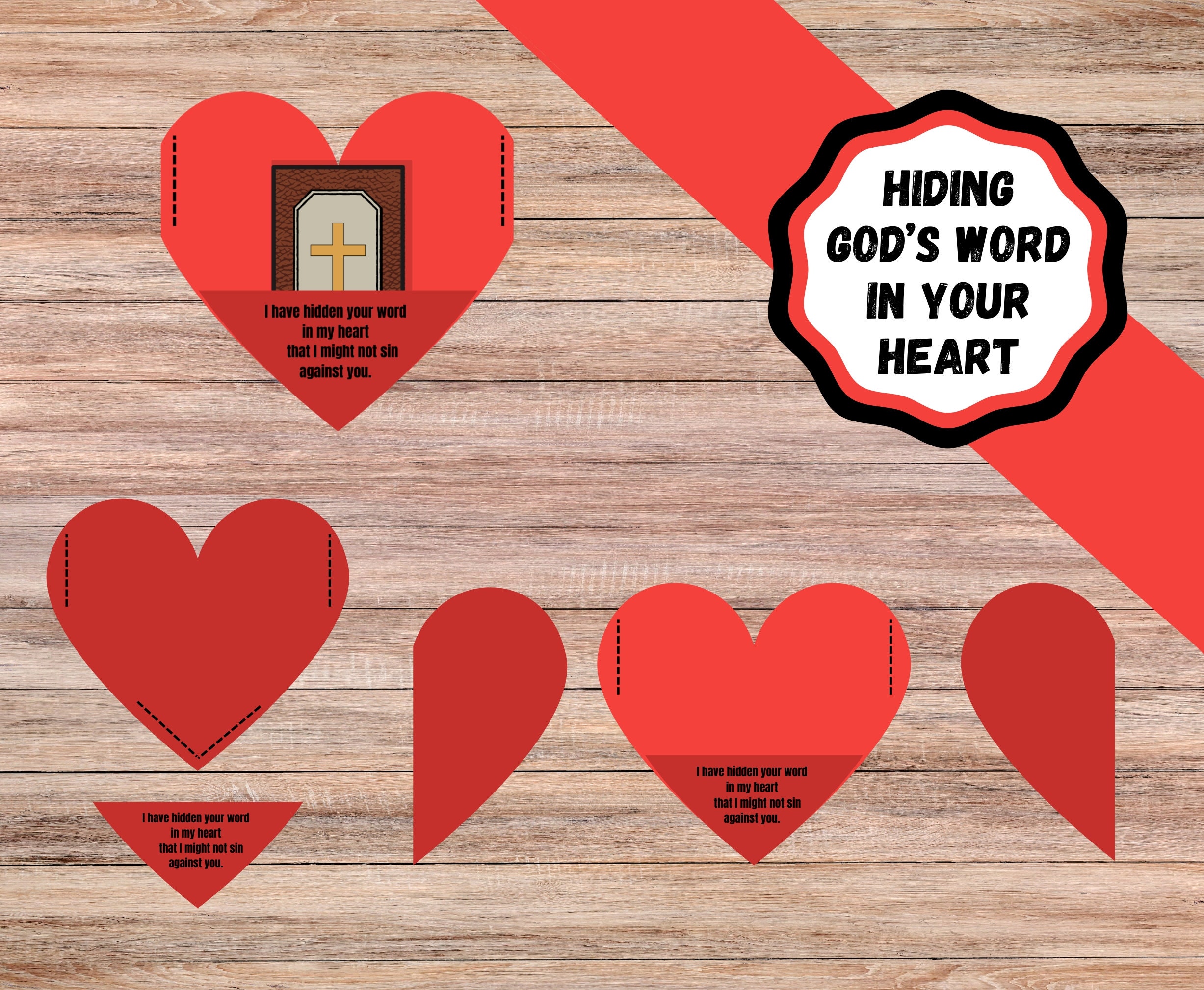 Hiding God's Word in Your Heart, Heart Bible Craft for Psalms 119:11 ...