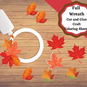Printable Fall Leaf Wreath, Craft for Kids or Fall Paper Decoration. - Etsy