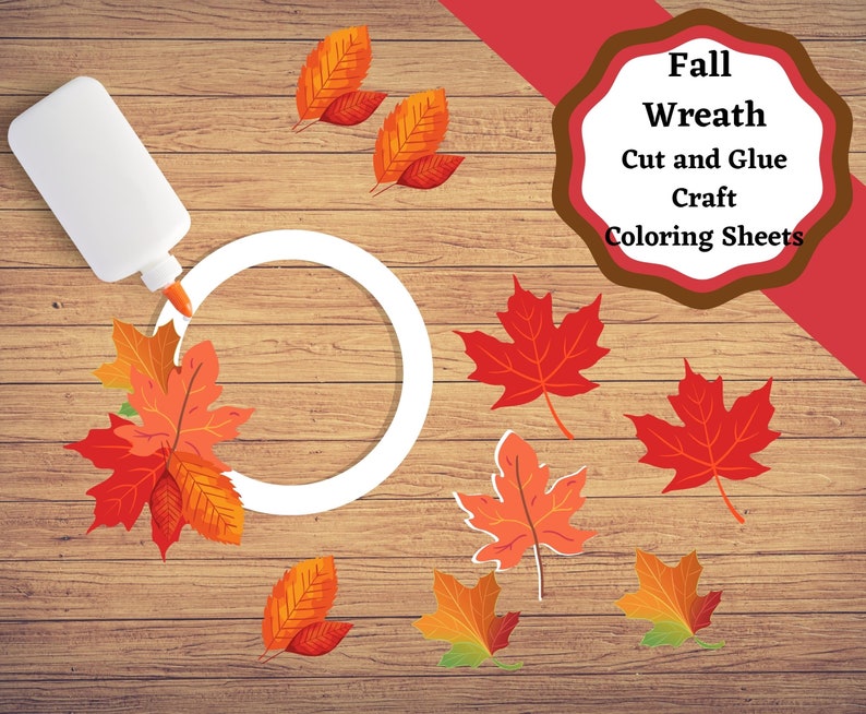 Printable Fall Leaf Wreath, Craft for Kids or Fall Paper Decoration. - Etsy