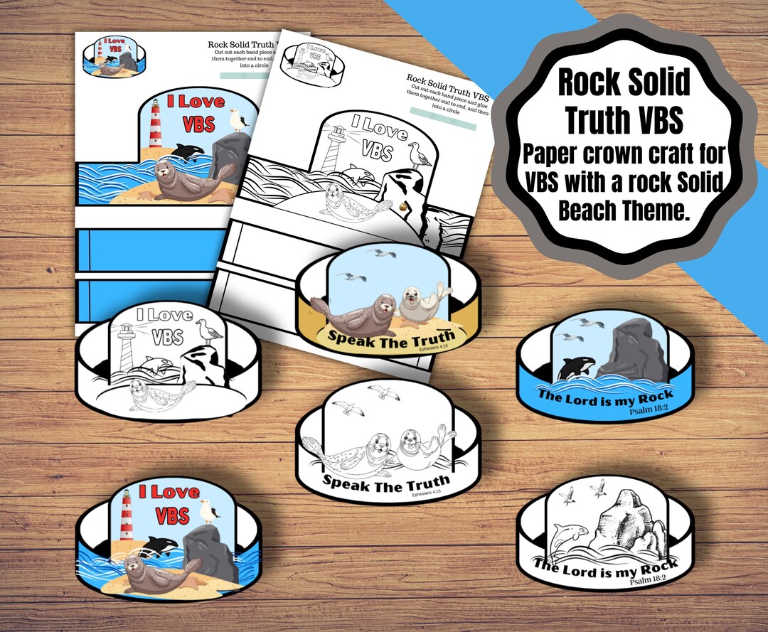 Printable Paper Crown VBS, Rock Solid Truth, at the Beach Theme ...