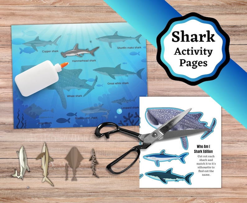 Printable Shark Themed Activity Pages. Shark Word Search, Shark Cut and ...