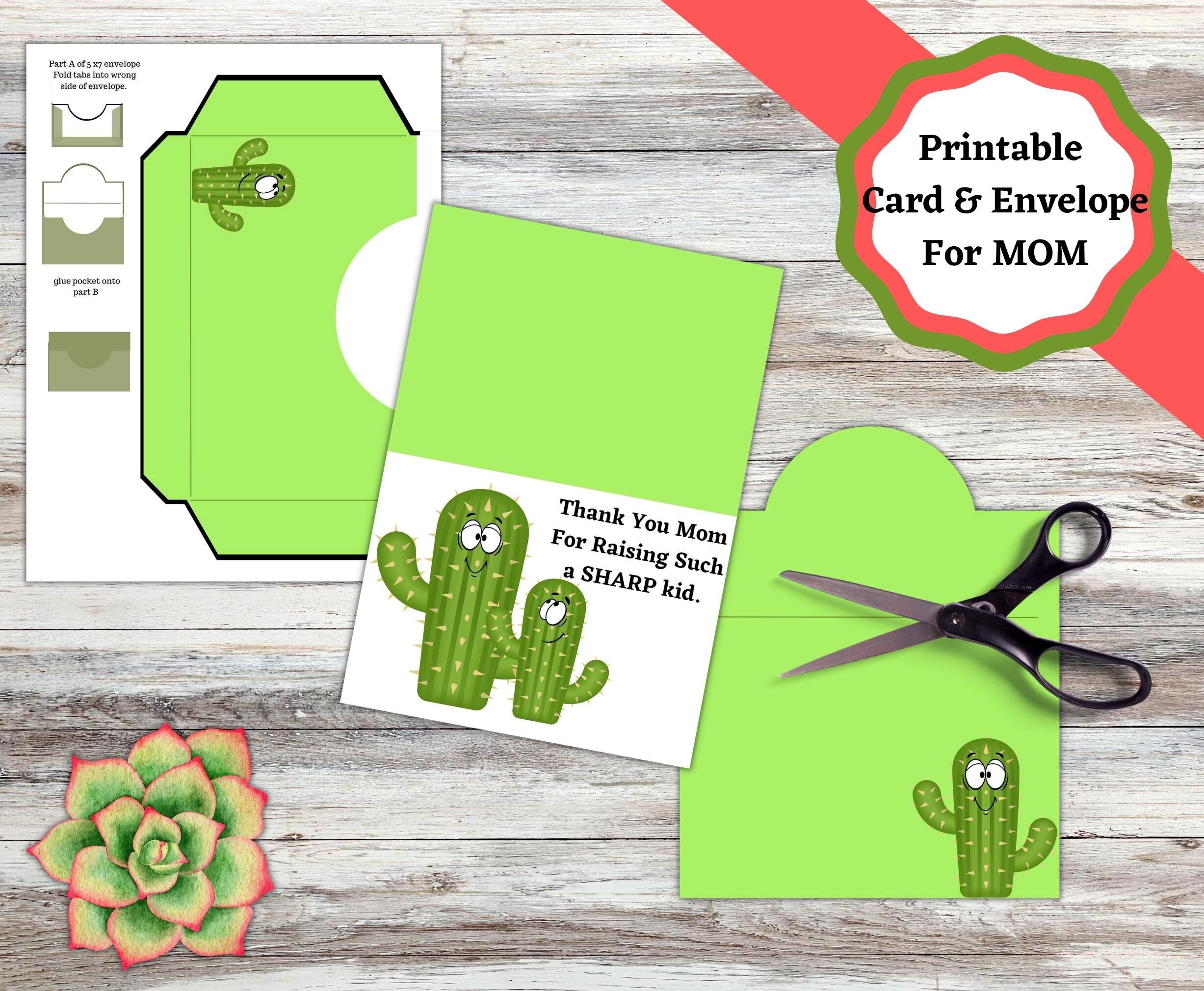 Cute Cactus Themed Humorous, Printable Card for Mom, Funny Mothers Day ...