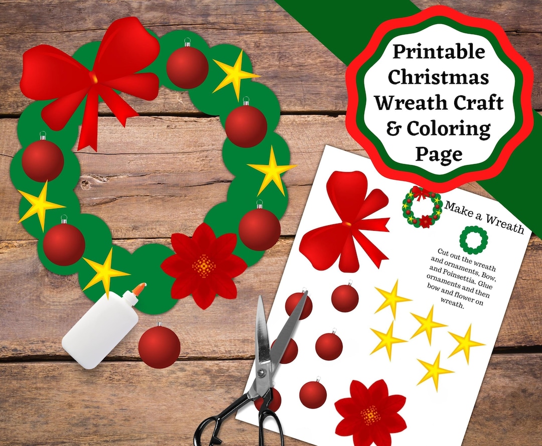 Simple Easy to Make Printable, Cute and Paste Christmas Wreath, Kids ...