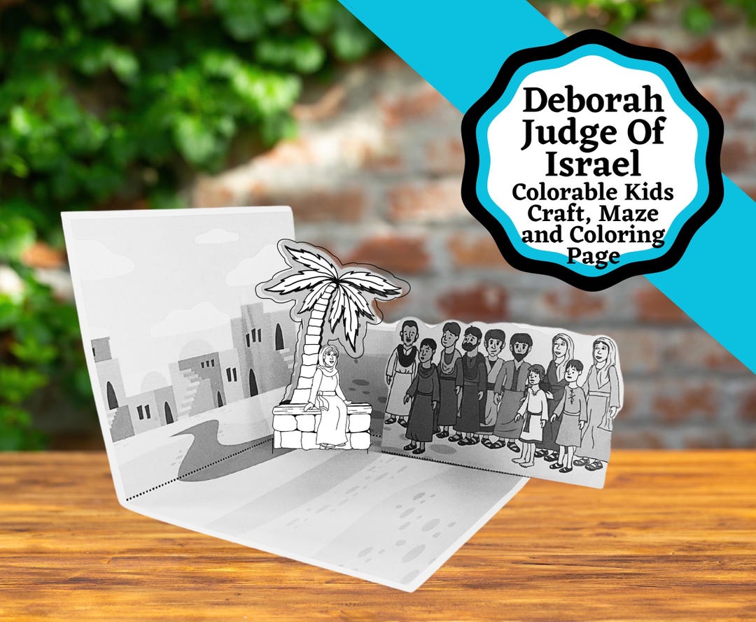 Printable Colorable Kids Bible Craft About Deborah the Judge of Israel ...