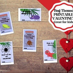 Bug Themed Printable Valentines Day Cards for Kids. Love Bug Cards ...