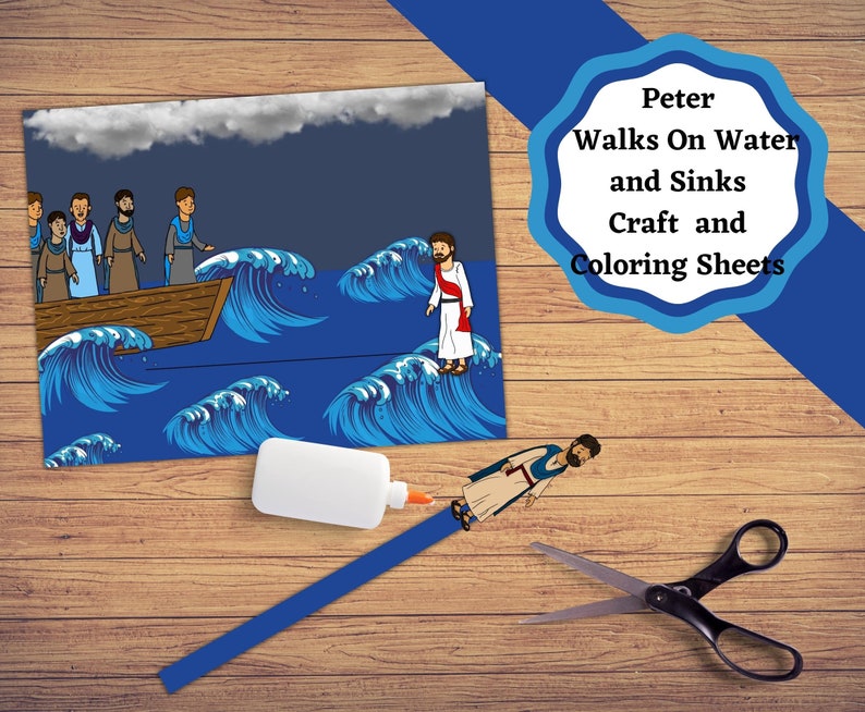 Peter Walks on Water and Sinks Beneath the Water, Printable Craft and ...