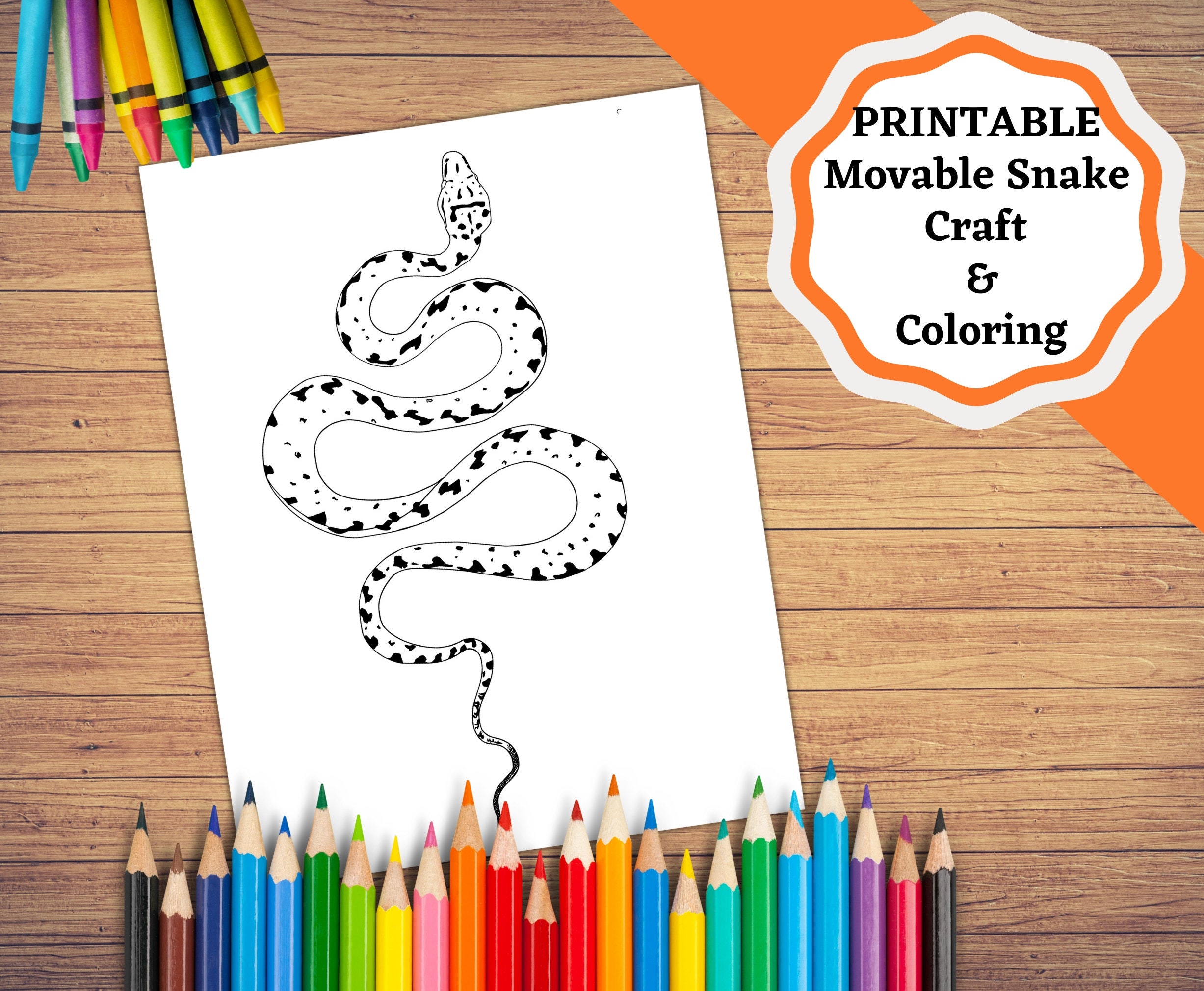 Movable Snake Craft, Printable Snake Can Be Used as a Finger Puppet ...