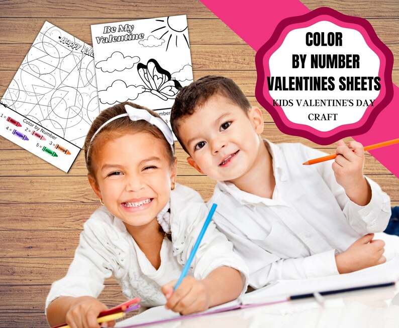 Printable Color by Number Valentine's Day Coloring Pages. Two Color by ...