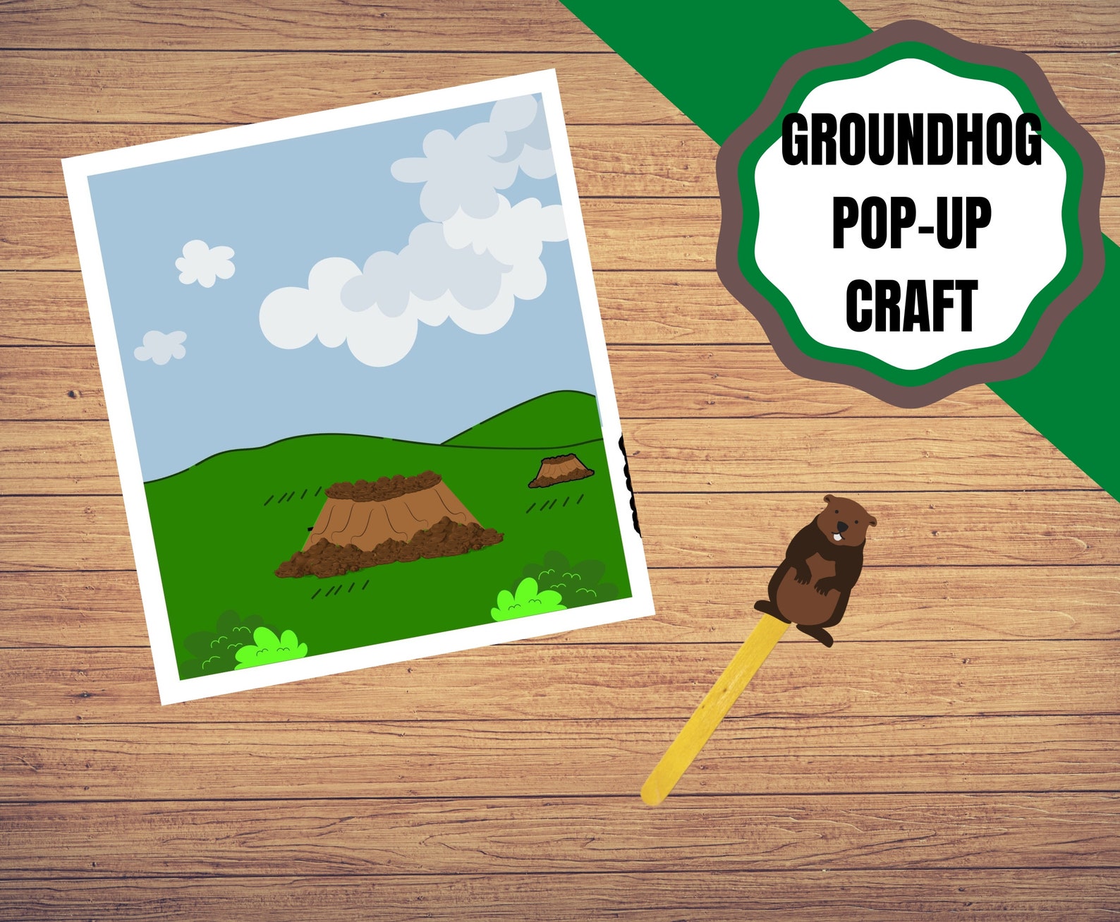 Printable Groundhog Pop-up Craft, Groundhogs Day Kids Craft, Kids ...