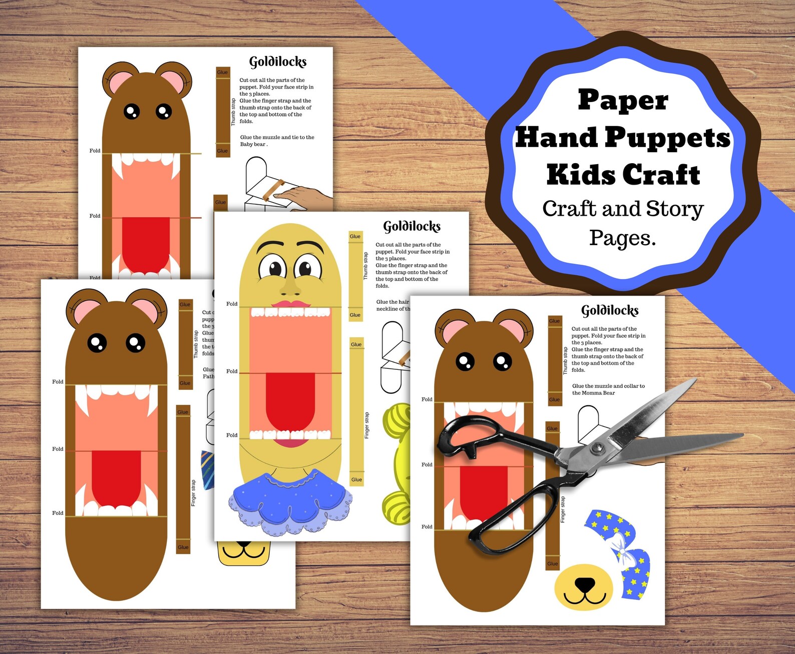 Printable Goldilocks and the Three Bears, Hand Puppets With Three Pages ...