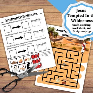 Jesus Tempted in the Wilderness, Printable Craft, Coloring, Worksheet ...