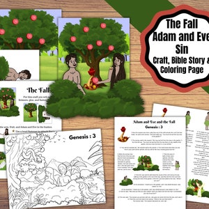 Adam and Eve Fall, the Serpent Deceives Eve, Printable Kids Craft With ...