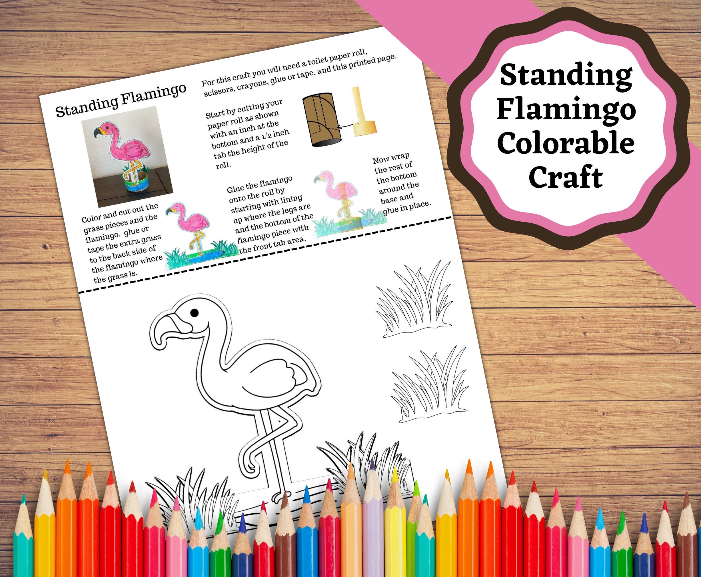 Printable Standing Flamingo Craft Mage With Toilet Paper Roll or ...