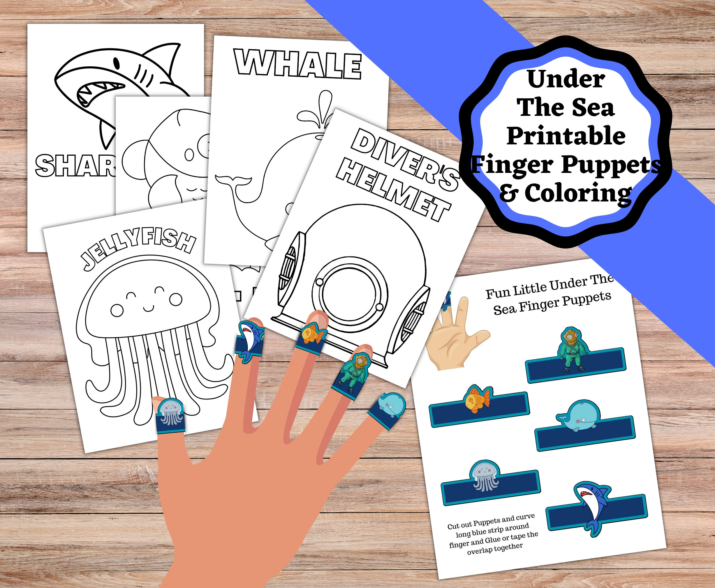 Printable Ocean Themed Finger Puppets and Ocean Themed Coloring Pages ...