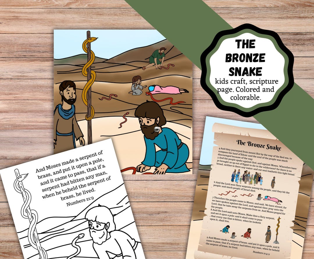 The Bronze Snake, Bible Kids Craft and Lesson. Colorable Kids Craft ...