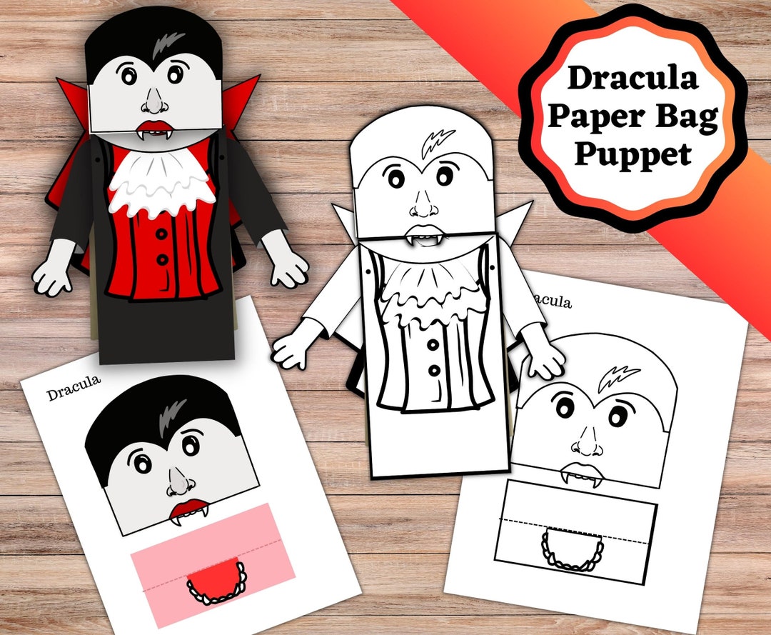 Printable Dracula Paper Bag Puppet. Paper Bag Puppet Cut Out for ...