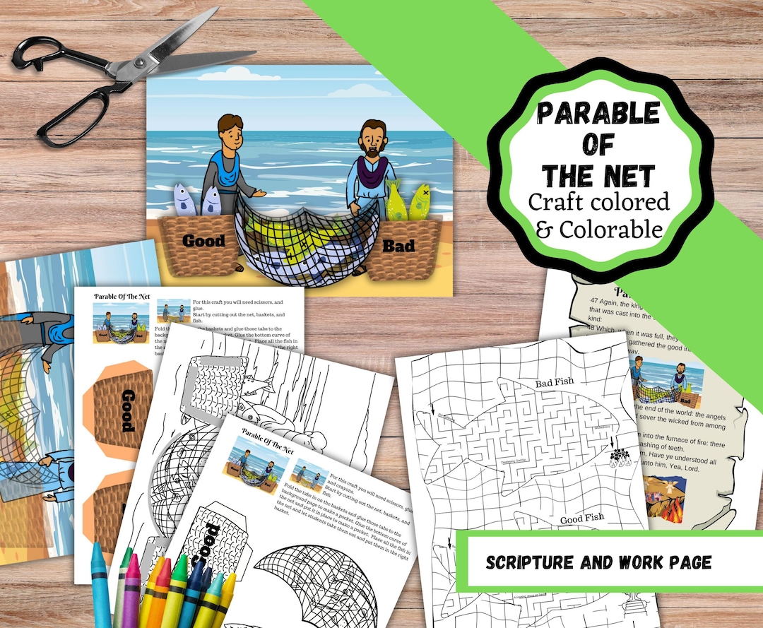 Parable of the Net Bible Craft With Scripture Page and Coloring/maze ...