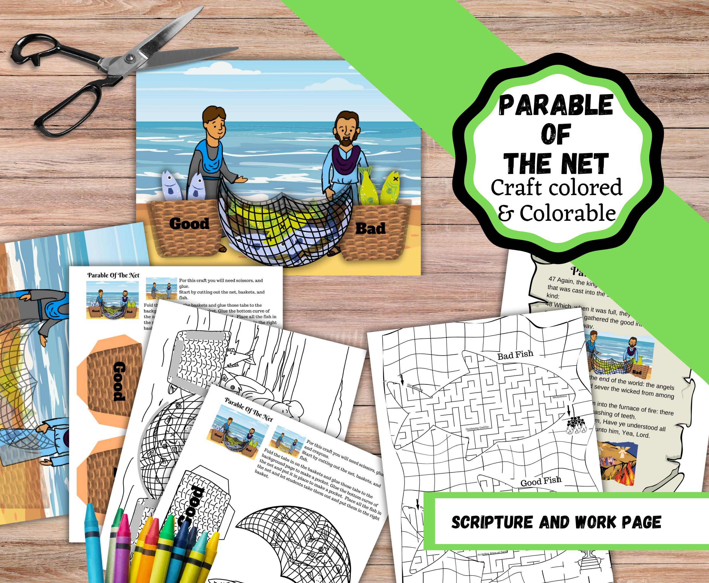 Parable of the Net Bible Craft With Scripture Page and Coloring/maze ...