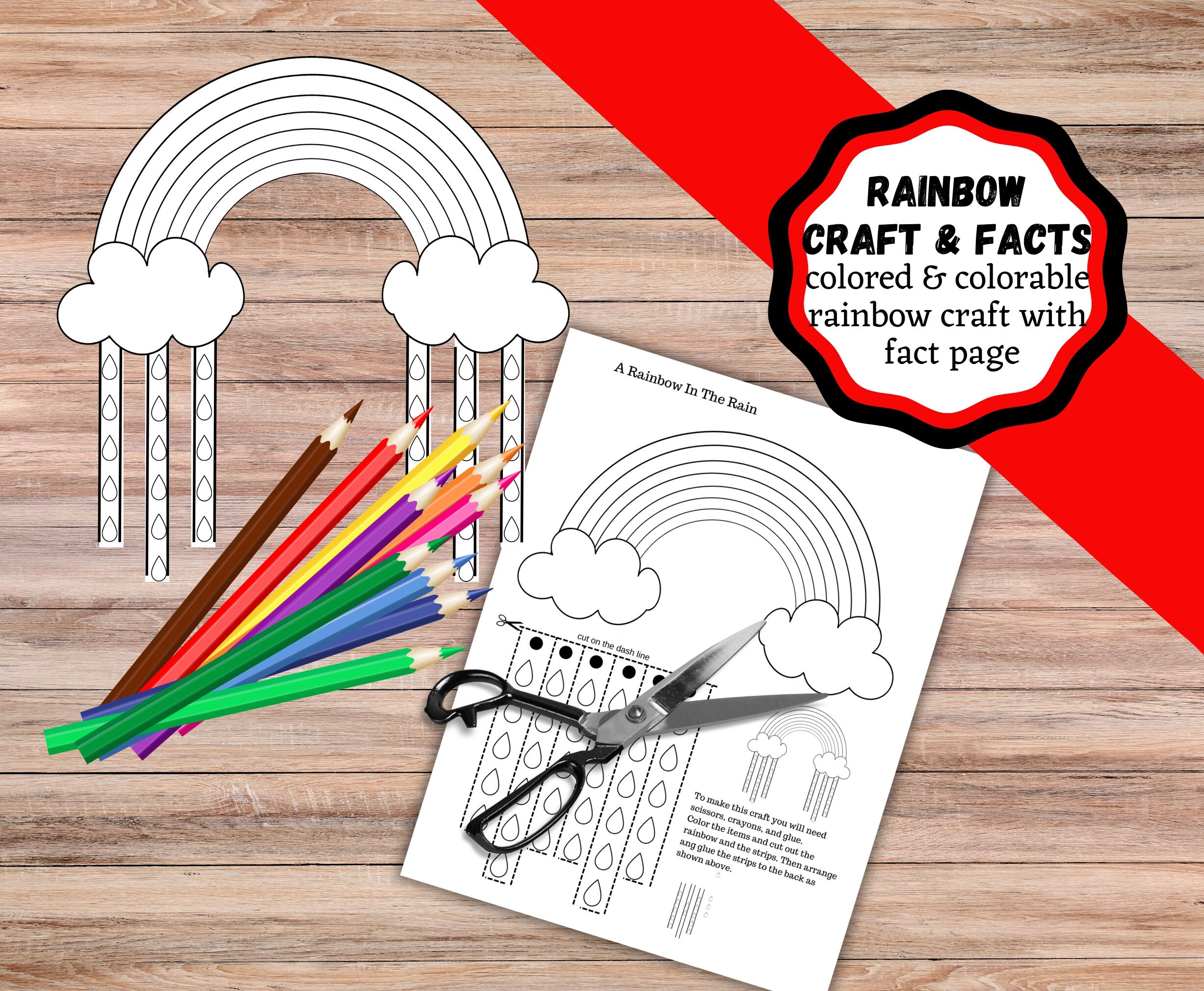 Build a Rainbow Craft in Colored and Colorable Version With Rainbow ...