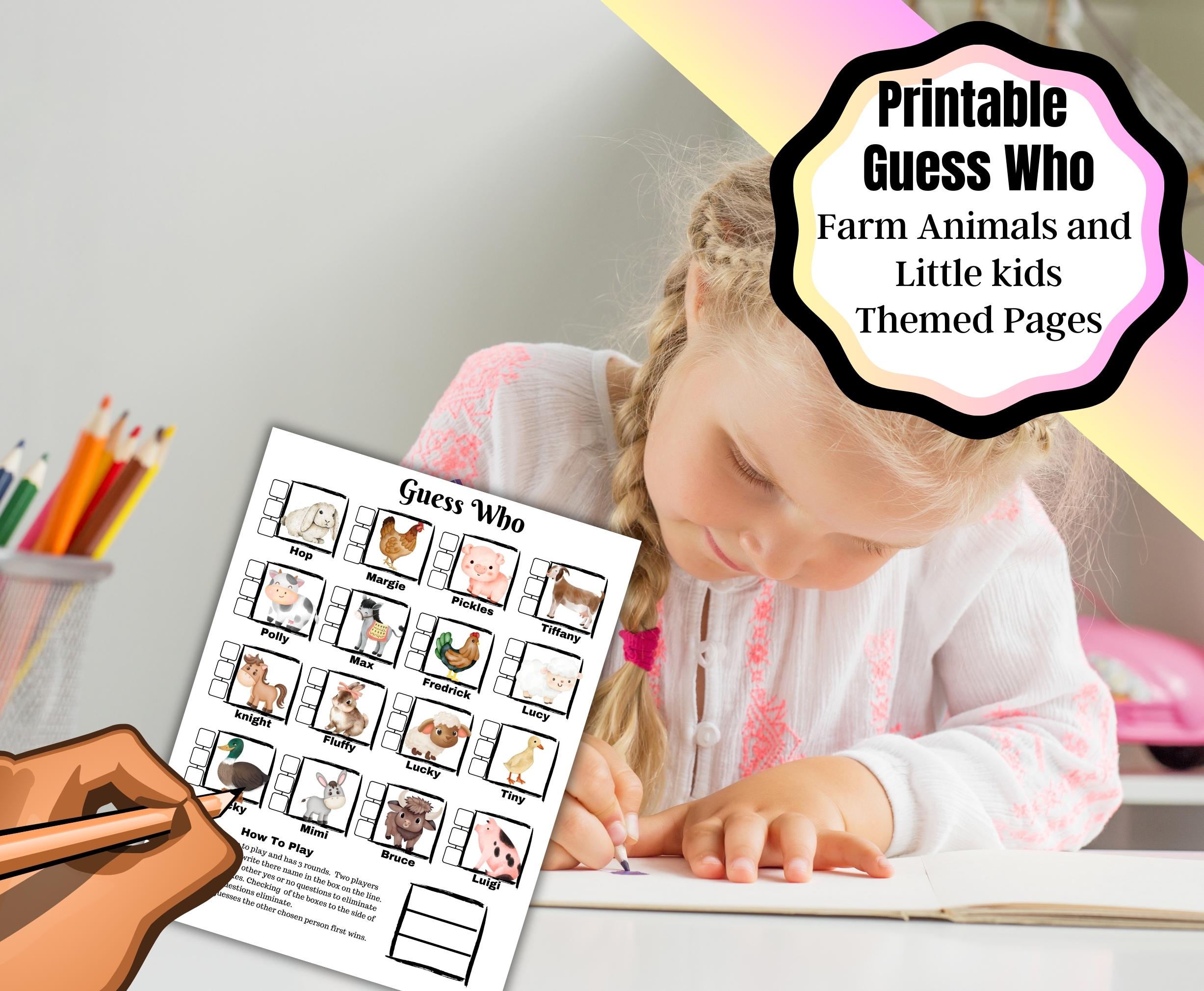 Printable Guess Who Game Pages. Guess Who Farm Animal and Little Kids ...