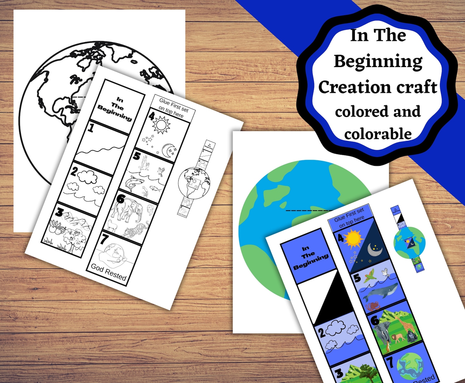Printable Creation Bible Craft. Kids Craft for the 7 Days of Creation ...