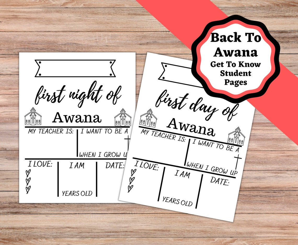 Printable Back to Awana Student Pages. Get to Know Your Students Pages ...