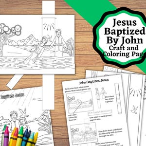 Jesus Baptized by John at the Jordan River, Printable Coloring Bible ...