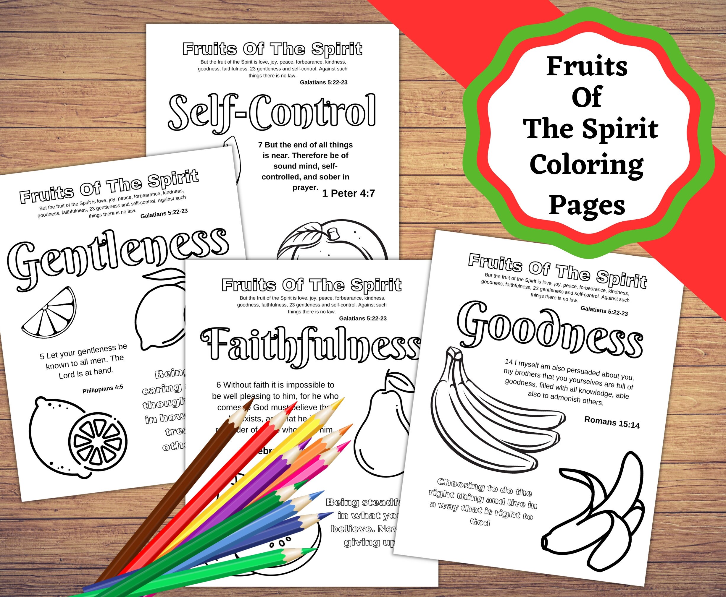 Printable Fruits of the Spirit Coloring Pages. Fruits of the Spirit ...