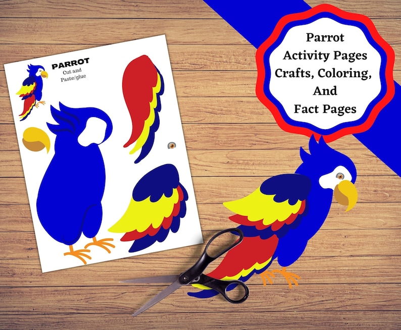 Printable Parrot Educational Crafts and Activity Pages. Parrot Decor ...