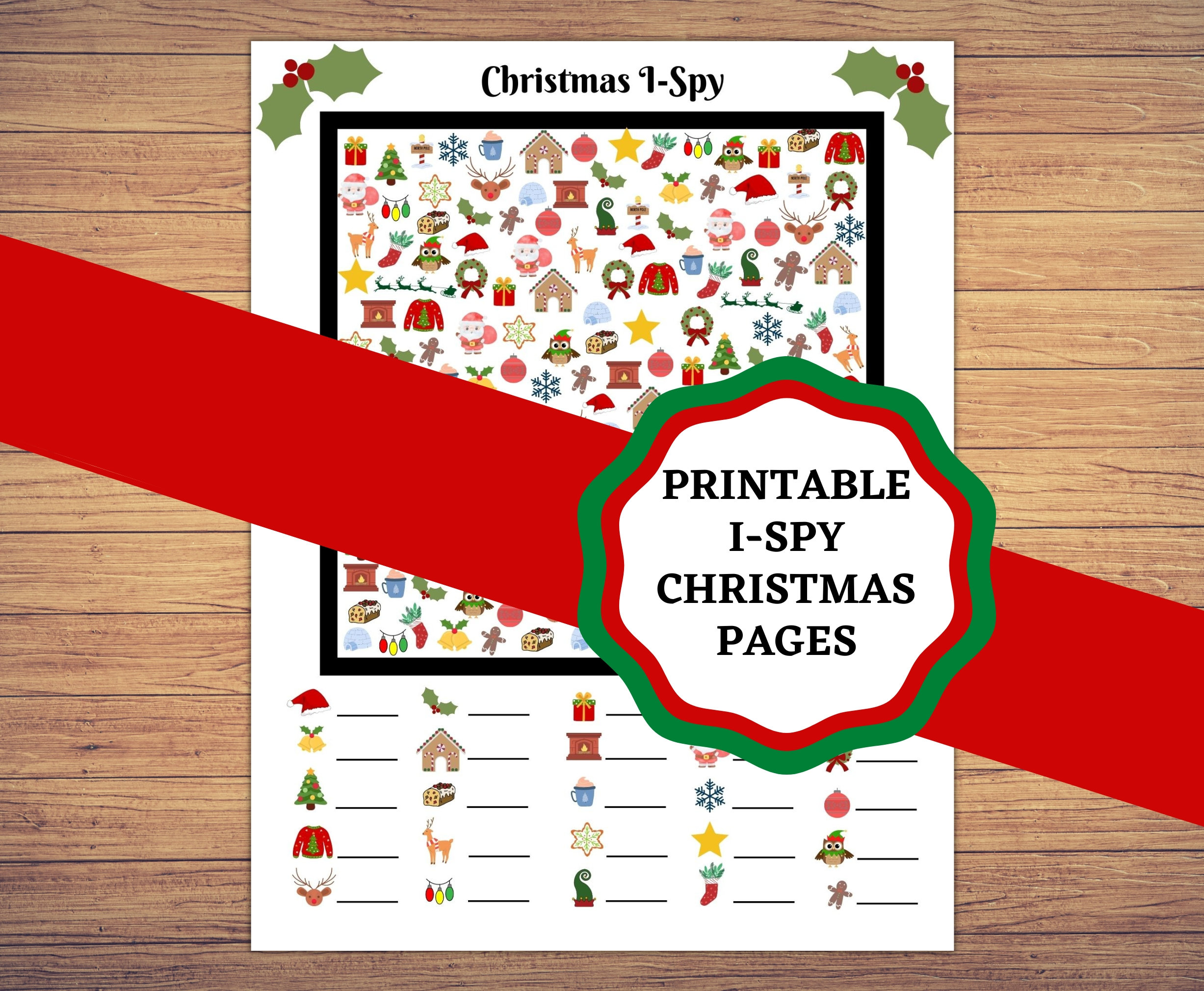 Printable Christmas I-spy With Coloring Pages, Kids Games, Christmas ...