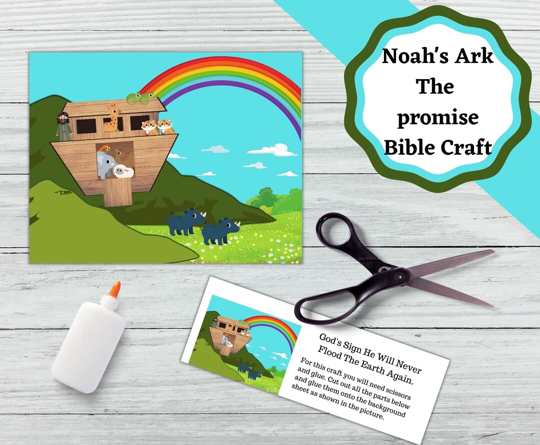 Noah's Ark, End of the Flood God Sends a Rainbow as a Promise. Bible ...