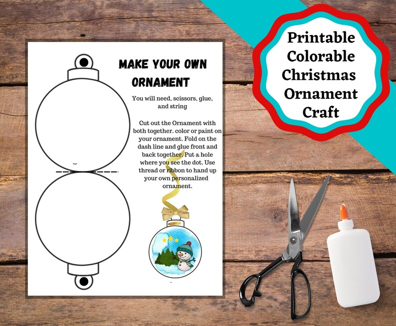 Printable, Colorable Christmas Ornament Craft. Great Christmas Part ...