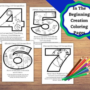 Printable Creation Bible Coloring Pages. Kids Craft for the 7 Days of ...