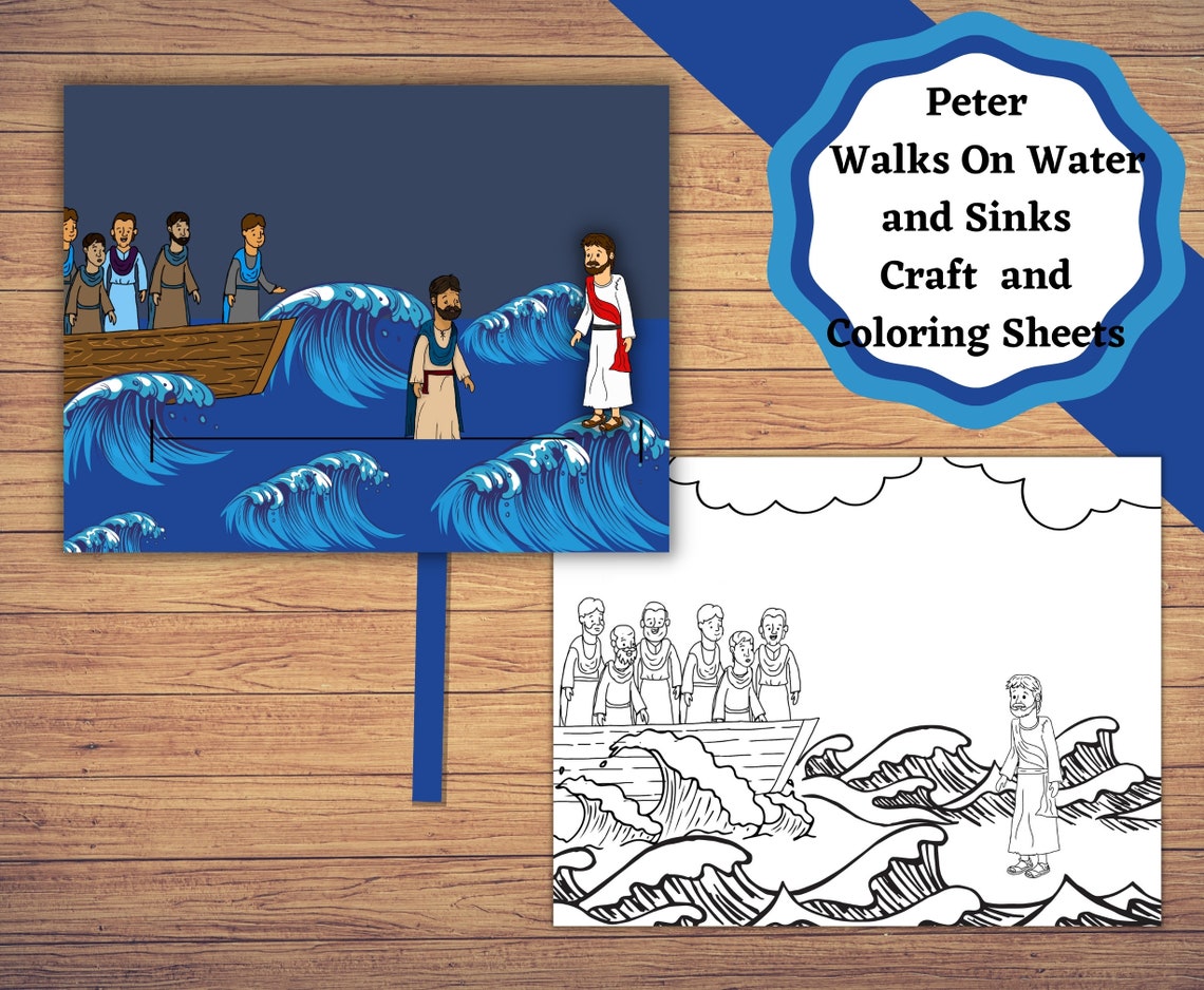 Peter Walks on Water and Sinks Beneath the Water, Printable Craft in ...