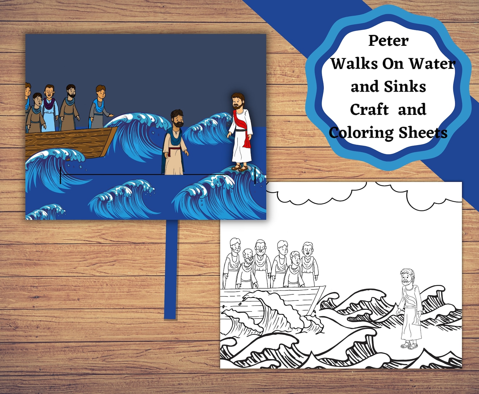 Peter Walks on Water and Sinks Beneath the Water, Printable Craft in ...