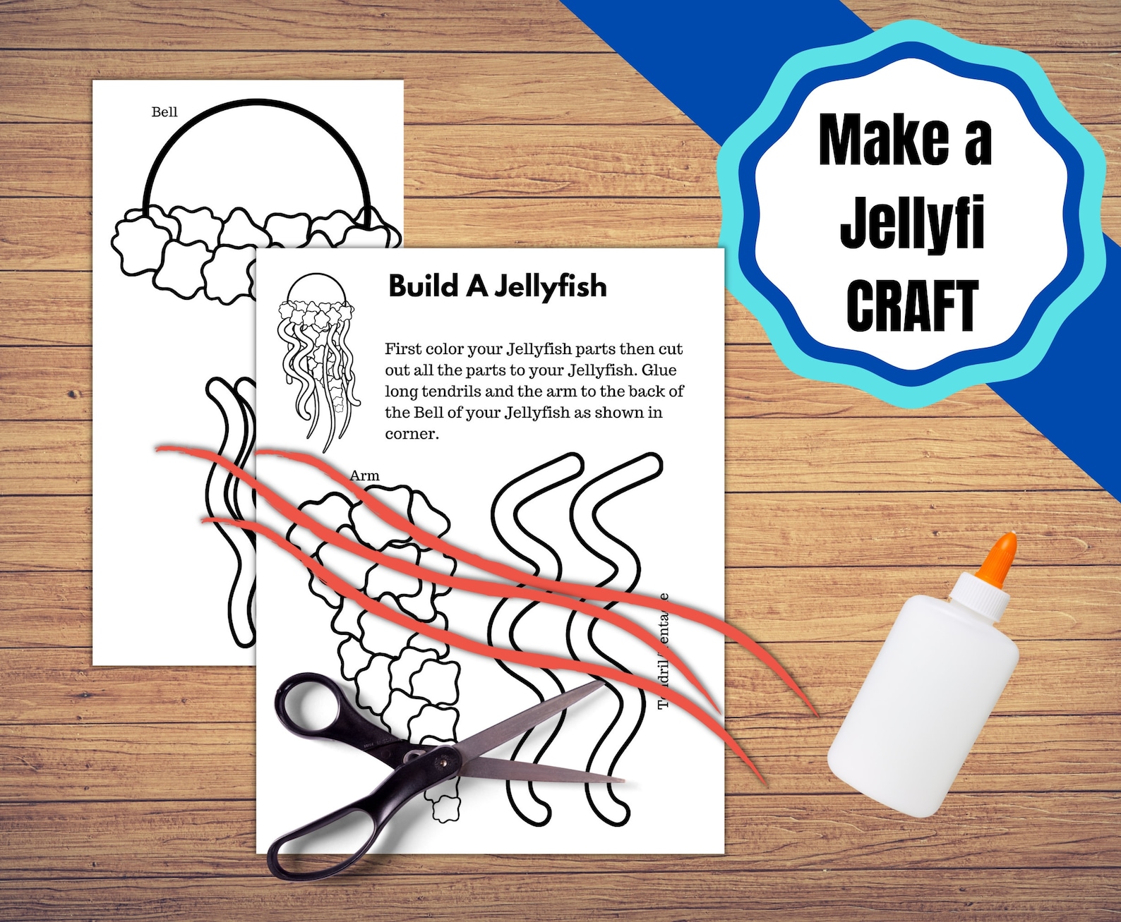 Printable Jellyfish Craft for Kids, Colorable Jellyfish. Build a ...